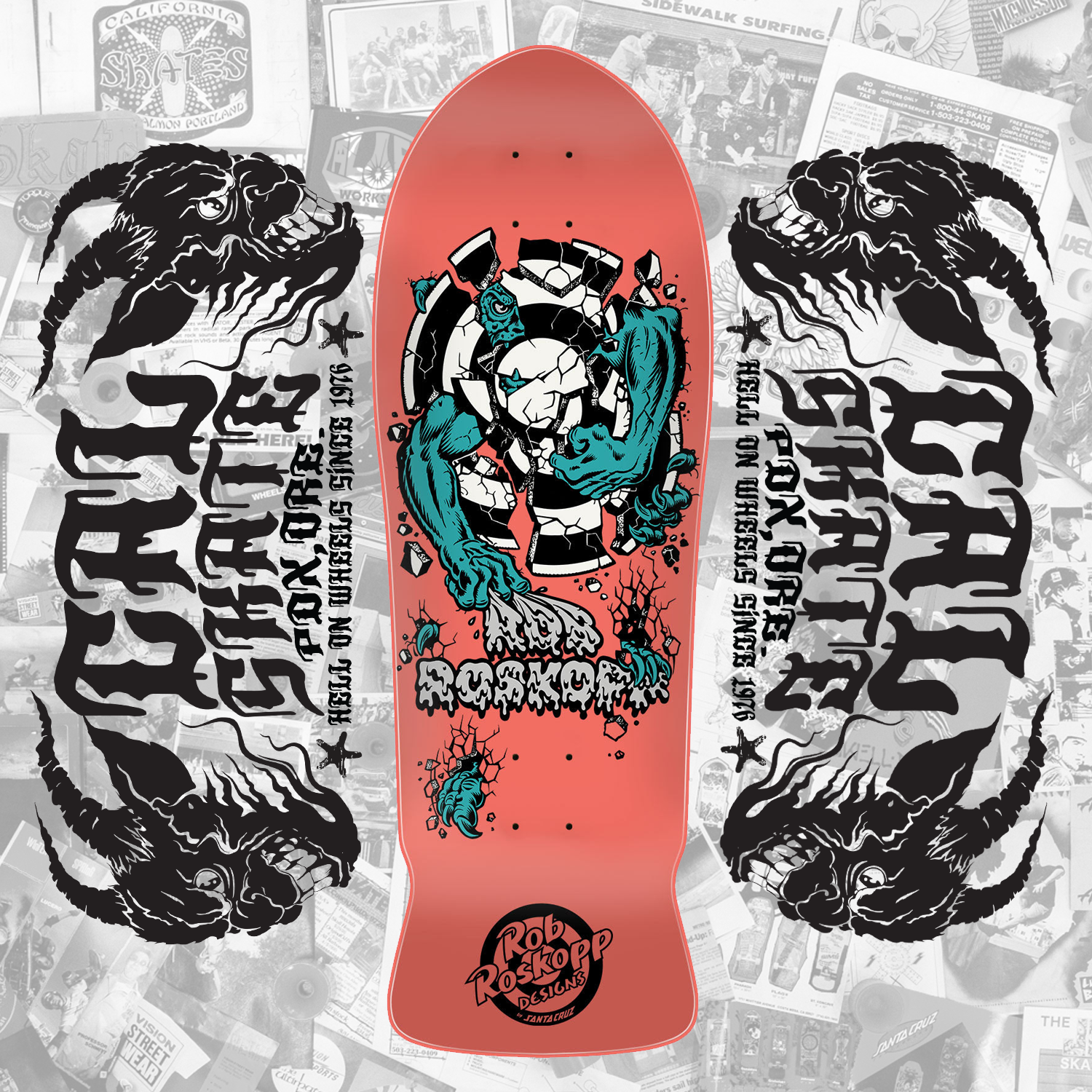 Rob Roskopp Logo Santa Cruz Rob Roskopp Deck Matte Pink Skate Bids